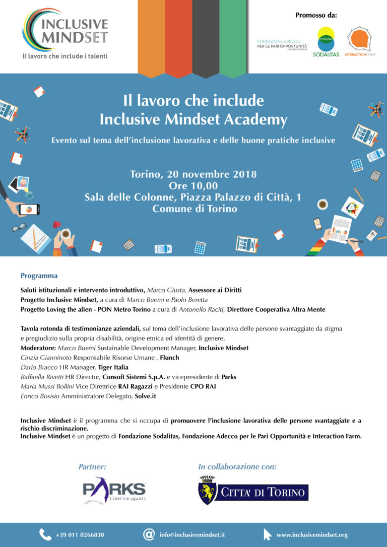 Torino, martedì 20 novembre: Academy sulle buone pratiche di inclusione ... Torino, martedì 20 novembre: Academy sulle buone pratiche di inclusione ...
